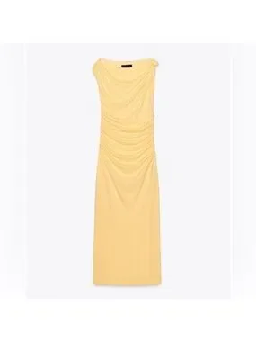 Zara | Dresses | Zara Yellow Asymmetrical Maxi Dress | Poshmark